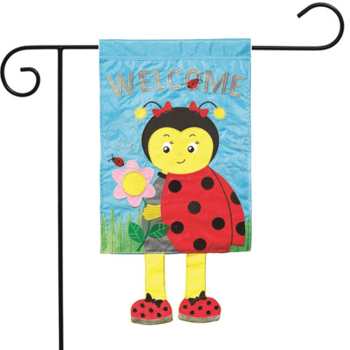 Ladybug Welcome Applique Garden Flag | Klig's Kites